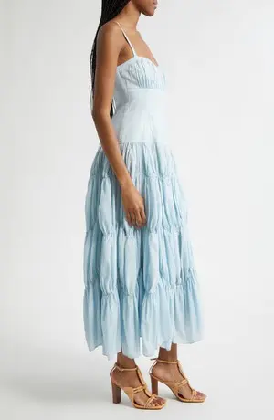 Ulla Johnson Emmalina Sweetheart Neck Midi Dress - Adriatic
