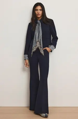 Veronica Beard Ismena Jacket With Removable Scarf & Sleeve Cuffs - Navy