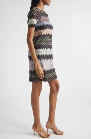 Missoni Metallic Raschel Knit Dress - Multicolor Black