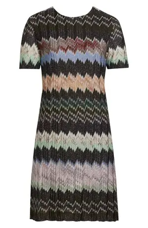 Missoni Metallic Raschel Knit Dress - Multicolor Black