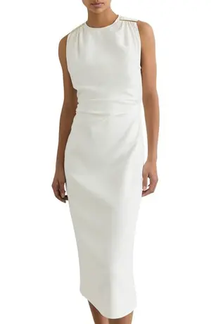 REISS Bronte Ruched Sleeveless Midi Dress