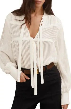 Reiss Front Tie Blouses