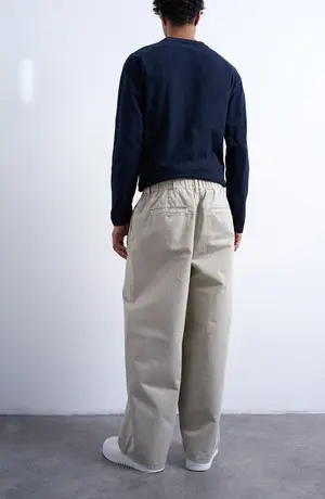 Topman Super Baggy Twill Trousers - Stone