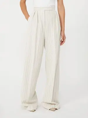 Max Mara Wide-fit Pinstripe Trousers - White