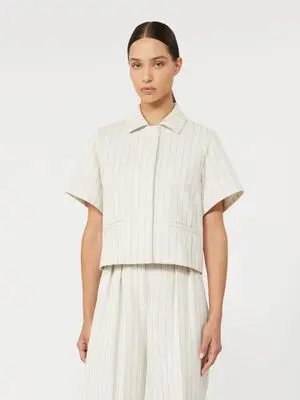 Max Mara Pinstripe Piqué Jersey Shirt Jacket - White