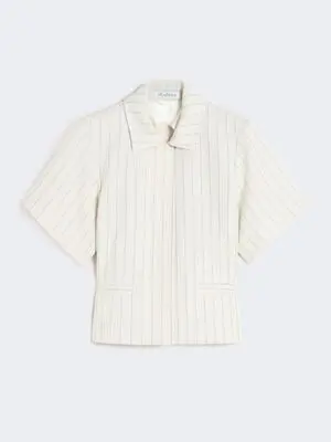 Max Mara Pinstripe Piqué Jersey Shirt Jacket - White