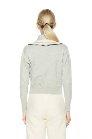 ALEXIA ADMOR Arden Deep V Contrast Trim Cardigan - Grey