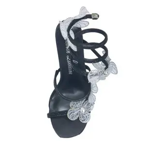 LAUREN LORRAINE Victoria Rhinestone Embellished Sandals - Black