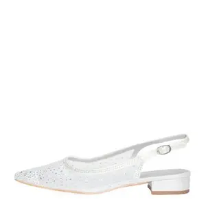 LAUREN LORRAINE June Rhinestone Embellished Slingbacks - Silver