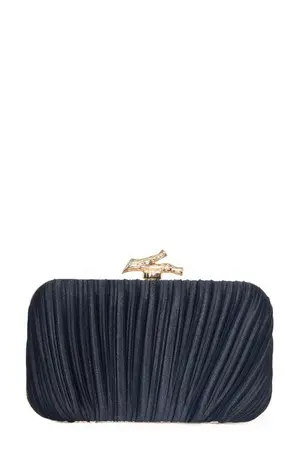 LAUREN LORRAINE Structured Box Clutch With Metallic Clasp - Black