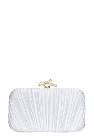 LAUREN LORRAINE Structured Box Clutch With Metallic Clasp - Silver