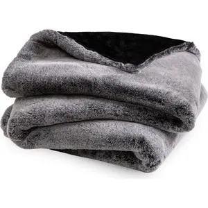 BARE HOME Faux Fur Throw Blanket - Variegated Grey
