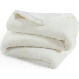 BARE HOME Faux Fur Throw Blanket - White
