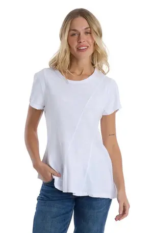 WILT CLOTHING Round Neck Short Sleeve Tee With Asymmetric Hem - White