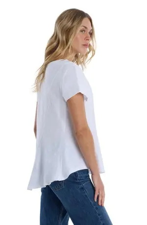 WILT CLOTHING Round Neck Short Sleeve Tee With Asymmetric Hem - White