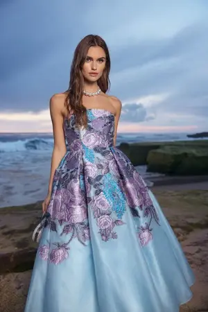 Mac Duggal Organza Strapless Gown With Pockets