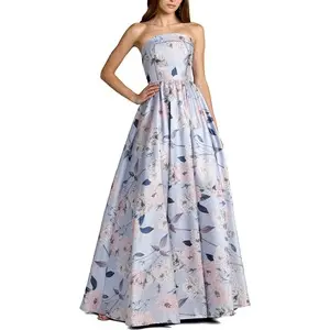 Mac Duggal Floral Brocade Strapless A-line Ballgown