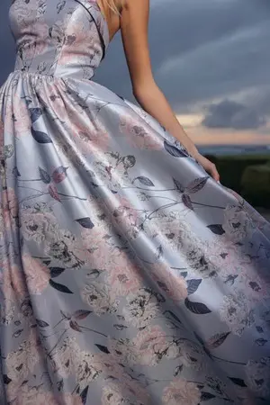 Mac Duggal Floral Brocade Strapless A-line Ballgown
