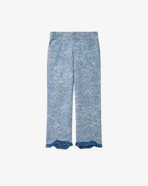 Isabel Marant Étoile Embroidered Cotton Denim Kick Flare Pants