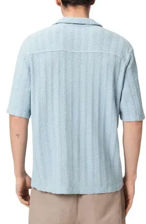 ALLSAINTS Trace Textured Cotton Camp Shirt - Kentucky Blue