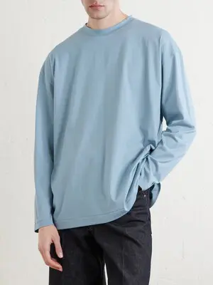 ATON Suvin Cotton Long-sleeved T-shirt - Blue