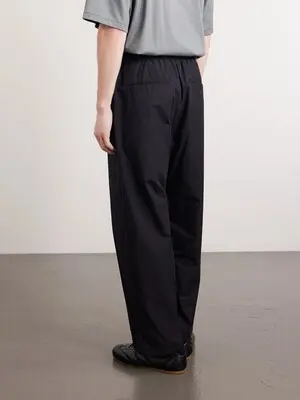 ATON Wide-leg Cotton-blend Gabardine Drawstring Trousers