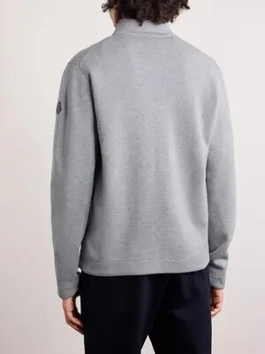 Moncler Leather-trimmed Virgin Wool Zip-up Cardigan - Gray