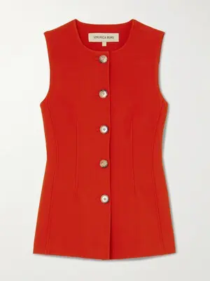 Veronica Beard Jessup Crepe Vest - Red