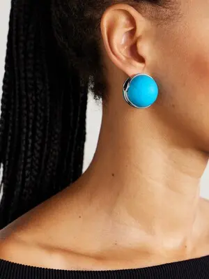 Alaïa Sphere Silver-tone And Enamel Earrings - Blue