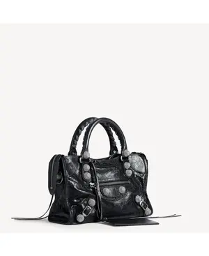 Balenciaga Le City Bag Small Giant Studs With Rhinestones - Black