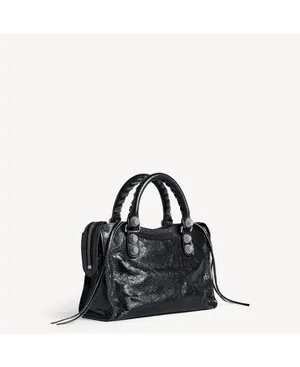 Balenciaga Le City Bag Small Giant Studs With Rhinestones - Black