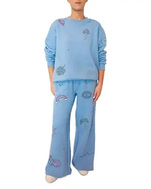C.BONZ Scribble Doodles Wide Leg Sweatpants