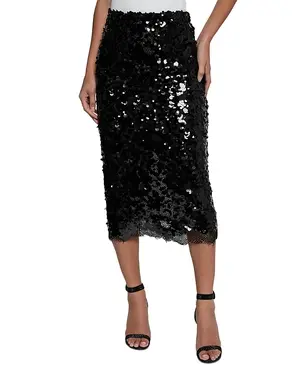 L'AGENCE Makena Sequin Pencil Skirt - Black
