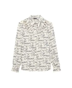 Mint Velvet Amour Print Bow Shirt
