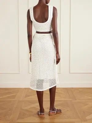 DIOTIMA Lady Cropped Crocheted Cotton-blend Bralette Top