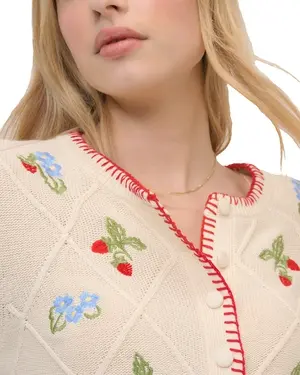 NOBODY'S CHILD Strawberry Embroidered Cardigan