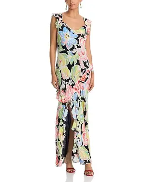 NOBODY'S CHILD Juniper Floral Ruffle Maxi Dress