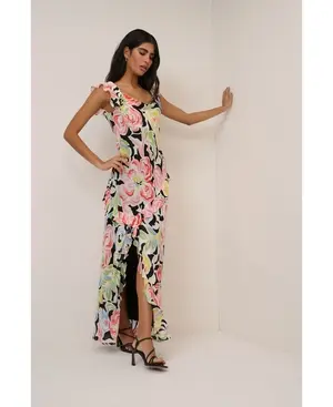 NOBODY'S CHILD Juniper Floral Ruffle Maxi Dress