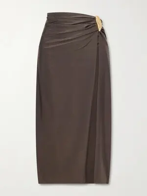 Simkhai Eiana Stretch Satin-jersey Coverup - Brown