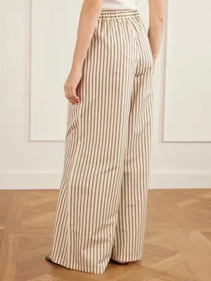 Max Mara Striped Cotton And Silk-blend Wide Leg Pants - Neutrals