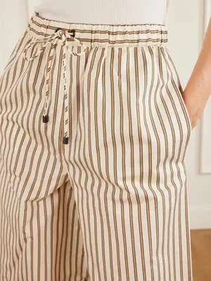 Max Mara Striped Cotton And Silk-blend Wide Leg Pants - Neutrals