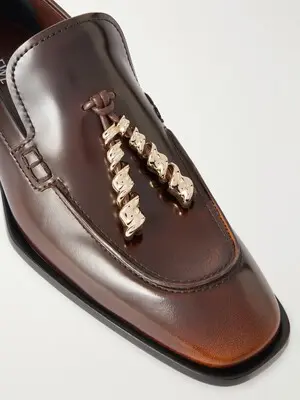 Loewe Embellished Leather Loafers
