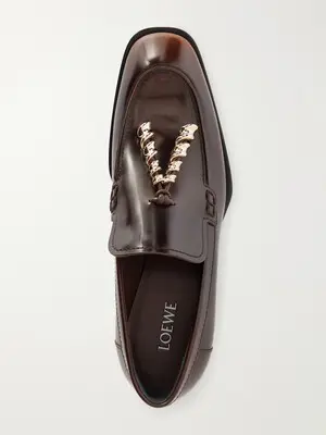 Loewe Embellished Leather Loafers