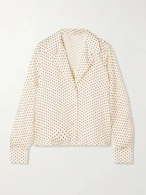 DÔEN Elene Polka-Dot Silk-Blend Twill Blouse