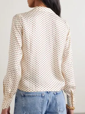 DÔEN Elene Polka-dot Silk-blend Twill Blouse