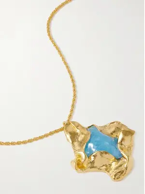 Completedworks Gold-Plated And Resin Pendant Necklace Blue