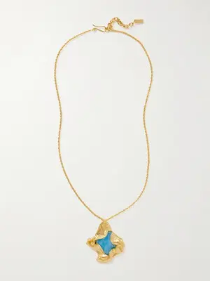 Completedworks Gold-plated And Resin Pendant Necklace - Blue