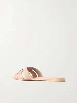 Saint Laurent Tribute Woven Patent-leather Slides