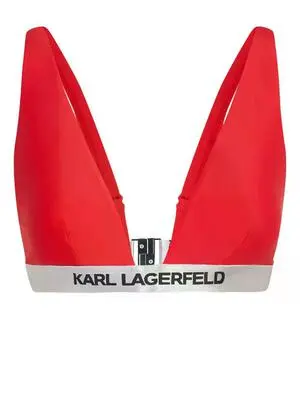 Karl Lagerfeld Logo-underband Triangle Bikini Top - Red