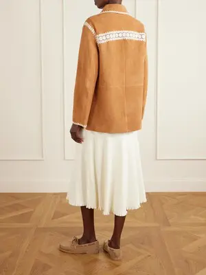 Sea Irena Embroidered Suede Jacket - Brown